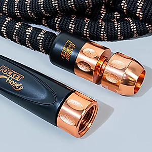 Pocket Hose Copper Bullet AS-SEEN-ON-TV Expands to 50 ft REMOVABLE Turbo Shot Multi-Pattern Nozzle 650psi 3/4 in Solid Copper Anodized Aluminum Fittings Lead-Free Lightweight No-Kink Garden Hose