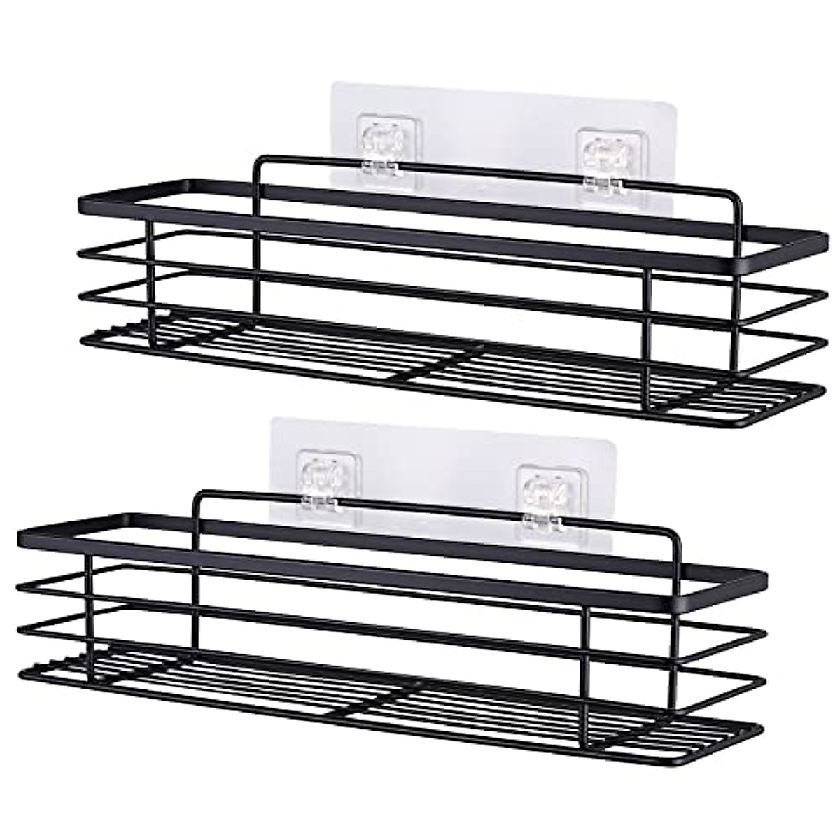 KES Adhesive Shower Caddy Rustproof Bathroom Shelf Organizer Wall Shower Basket Stainless Steel Matte Black 2 Pack, BSC204S36DF-BK-P2