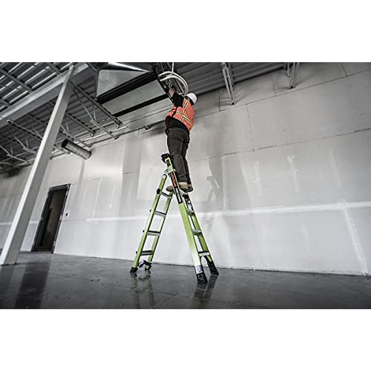 Little Giant Ladders, King Kombo 2.0 XT, Industrial, M6, 6 Ft. A Frame, 10 Ft. Extension, Fiberglass, Type 1AA, 375 lbs Weight Rating, (13936-071), Hi-viz Green
