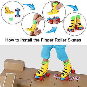TIME4DEALS Finger Skateboard Ramp Set 16 Pcs - Pro Fingerboard Mini Skatepark Kit 5 Pieces & Finger Toys Set Including Finger Boards Scooters Skates Bikes Caster Boards Skateboards for Kids Gifts