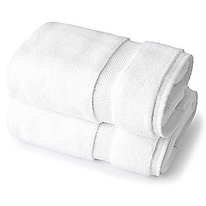 Supima Cotton Bath Towel Set by Laguna Beach Textile Co - 2 Bath Towels - Hotel Quality, Plush, 730 GSM - Large, 57" x 30" White