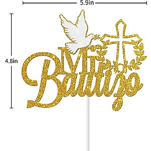 Halawawa Mi Bautizo Cake Topper - Spanish My Bapstim, First Holy Communion Decoration Cake Topper - Baby Shower/Baptism/Communion/Baby 1st Birthday Party Cake Decors