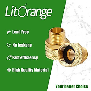Litorange Lead-Free 2 PCS Swivel 3/4"GHT Female x 1/2"NPT Male Connector,GHT to NPT Garden Hose Adapter Brass Fitting,Garden Pipe Joint Extension Repair Fitting(Pack of 2)
