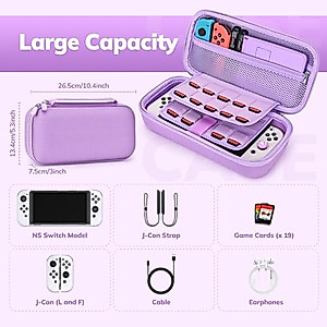 Younik Switch OLED Accessories Bundle, 16 in 1 Accessories Kit Includes Switch OLED Carrying Case, Protective Case Cover for Console & J-Con, Screen Protector, Adjustable Stand, Switch Game Case