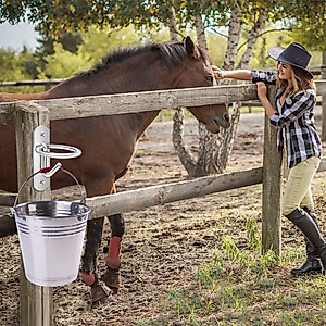Worldity 6 Pack Bucket Hooks, Heavy Duty Iron Equestrian Bucket Hook Hangers, Multi-Functional Horse Water Bucket Hook for Hanging Horse Supplies, Feeding Horse, Tying Horse