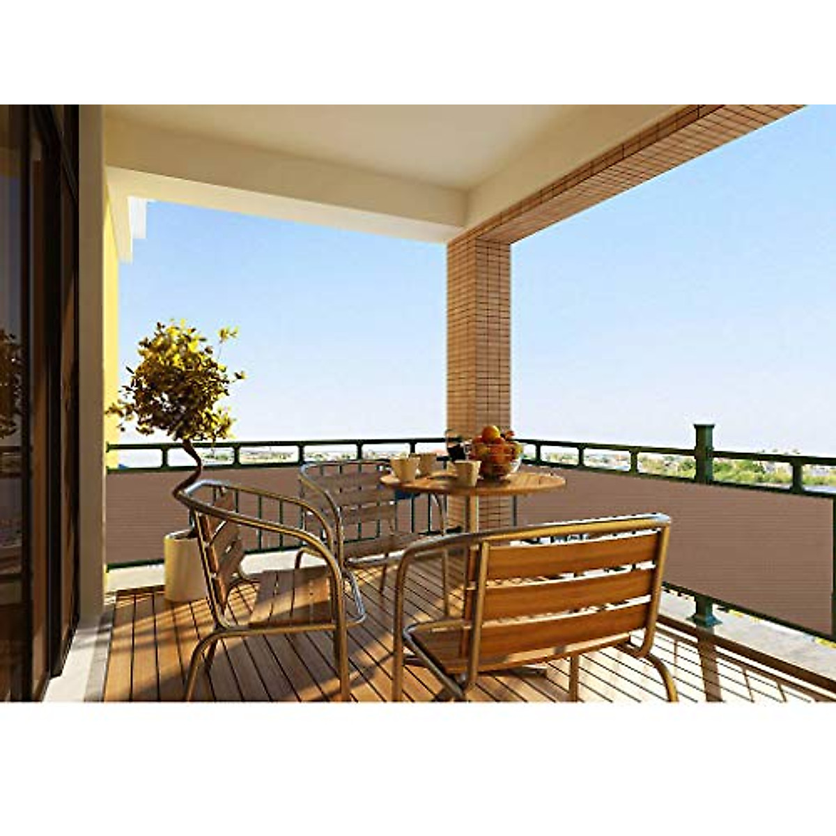 Eden's Decor Balcony Privacy Screen Fence Brown 2'6"x 15' Privacy Screen Mesh UV Protection Weather-Resistant for Patio, Deck, Porch, Railing, Gardening Custom