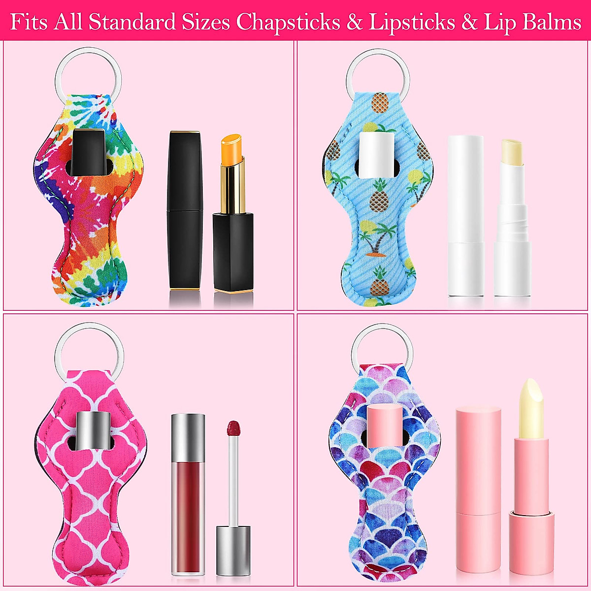 Cludoo 30Pcs Chapstick Holder Keychain Bulk, Chapstick Lip Balm Lipgloss Lipstick Holder Keychains for Lipstick, Chapstick, Lip Balm, lanyards, 30 Vibrant Colors