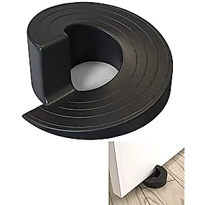 Door Stoppers - Rubber Security Wedge for Bottom of Door on Concrete, Tile, Carpet, Linoleum & Wooden Floor - Spiral Heavy Duty Door Stop - 2 Pack - Black