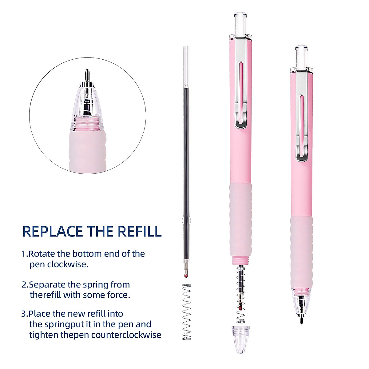 FULLPAD Black Ballpoint Pens, Retractable Medium Point 1.0mm Office Supplies Pen with Super Soft Grip & Metal Gold Clip, Smooth Writing Black Ink Journaling Pens, Gift Pen Set