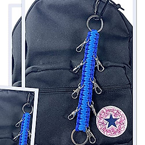 Cheer Bow Holder - Cheerleader Backpack Bow Organizer - Durable Paracord Hair Bow Hanger Cheer Bag Accessories - Cheerleading Gift for Cheer Teams - Blue/2 Pack