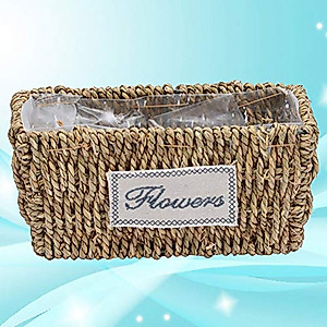 Hemoton Woven Hamper Basket with Handles Wicker Seagrass Belly Basket Wicker Flower Basket with Handle Wicker Hamper Baskets for Gifts Flower Pot Indoor Flower Girl Storage Basket Bamboo