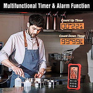 Digital Meat Thermometer - Cooking Food Oven BBQ Smoker Grill Thermometer for Grilling Smoking - Wireless Meat Thermometer with 4 Temperature Probes