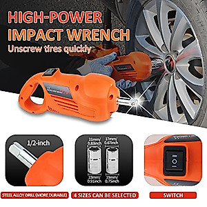 ZAISHANG Electric Car Jack 5T Hydraulic Floor Jack DC 12V Car Jack Kit with Electric Impact Wrench and Tire Inflator, Car Lift for Emergency Tire Change