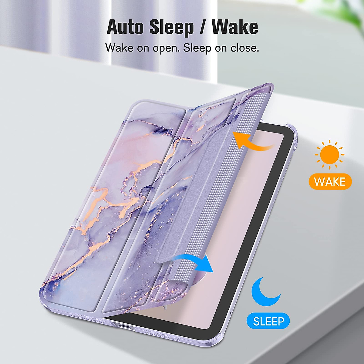 Fintie SlimShell Case for iPad Mini 7 (A17 Pro) 2024 / iPad Mini 6 2021, [Magnetic Clasp] Lightweight Stand Case w/Translucent Frosted Back Cover for iPad Mini 7th/6th Generation 8.3", Lilac Marble