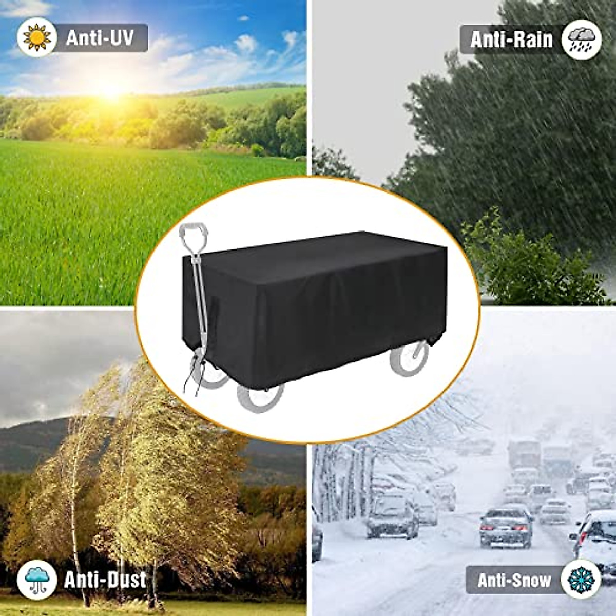 TheElves Collapsible wagon Cover(Only Cover ),Outdoor Folding Garden Wagon Cart Cover Heavy Duty,Waterproof Dustproof UV Resistant Only Cover- 38" L x 22" W x 20" H