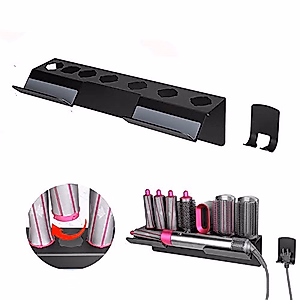 EUTRKei Storage Holder for Dyson Airwrap Curling Iron Accessories Wall Mounted, Metal Organizor Rack, Attachments Bracket Rack for Bedroom Bothroom, Black