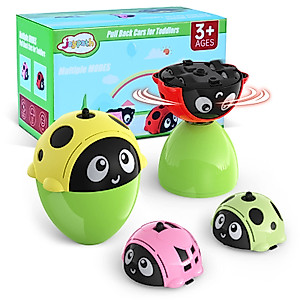 joypath Pull Back Cars Toy for Toddlers, Mini Small Animal Toy Cars Set, Friction Powered Push and Go Cars, Gifts for 3 Year Old Boys Kids(4 Packs)