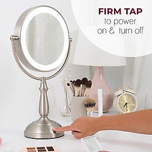 Zadro 11" Makeup Mirror with Lights and Magnification Dimmable Touch LED Lighted Makeup Mirror with Magnification