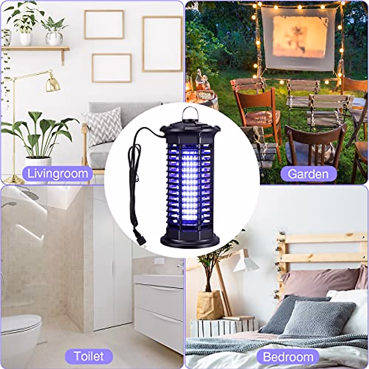 3 Pieces Bug Zapper Outdoor Indoor with Light Electric Mosquito Zappers Killer Electric Insect Fly Trap Insect Killer Insect Catcher for Home for Patio Bedroom Bathroom Living Office Courtyard