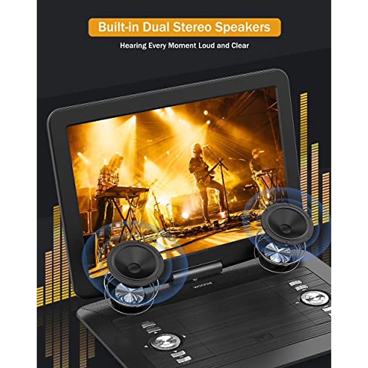 WONNIE 17.9’’ Large Portable DVD/CD Player with 6 Hrs 5000mAH Rechargeable Battery, 15.4‘’ Swivel Screen，1366x768 HD LCD TFT, Regions Free, Support USB/SD Card/ Sync TV , High Volume Speaker