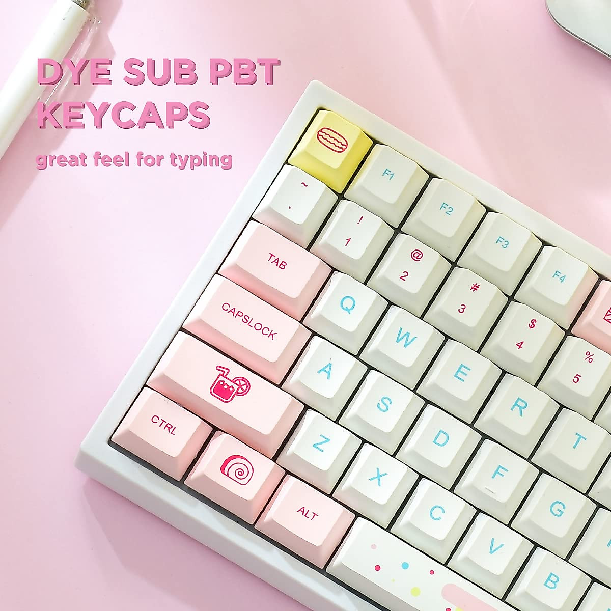 YUNZII Macaron 84 84-Key RGB Hotswap Wired Mechanical Gaming Keyboard with PBT Dye-subbed Keycaps for Mac/Win/Gamers (Gateron Brown Switch,Macaron)