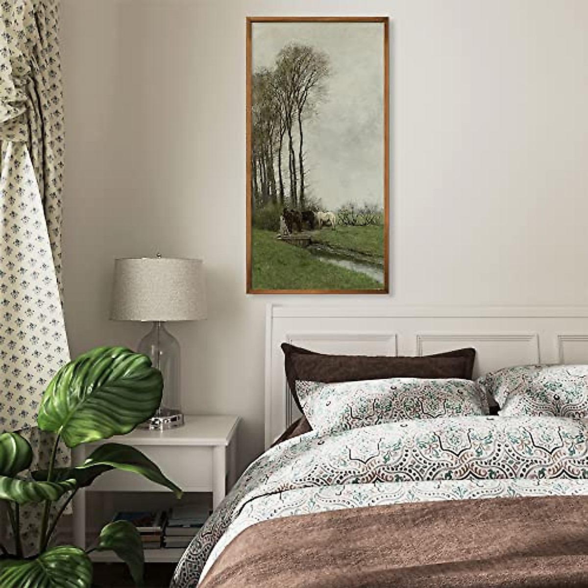 Unframed Rolled Farmhouse Vertical Wall Art Canvas - 12x24 Vertical Wall Pictures - Long Narrow Artwork - Vertical Poster - Oblong Skinny Wall Decor Living Room - French Country Landscape Oil Painting