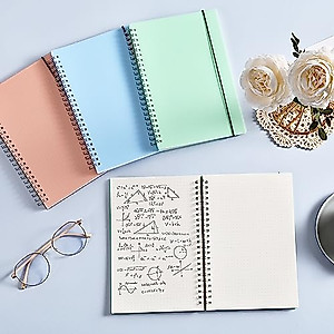 WORPICE Dotted Spiral Notebook - 3 Pack Bullet Dotted Journal A5, 5.7" x 8.3" Dotted Grid Journal, 70 Sheets/140 Pages Per Dotted Notebook, 120gsm Thick Dotted Paper, Green, Blue, Pink