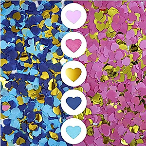 Gender Reveal Balloon with Confetti, 36 Inch Black Balloons x2 with Pink, Blue and Gold hearts Confetti for Boy or Girl Baby Shower Party Supplies Gender Reveal Decorations and Ideas Kit