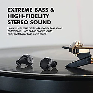 XTREMTEC True Wireless Earbuds, Bluetooth Earbuds Noise Cancelling Bluetooth Headphones for iPhone/Android Small Earbuds with Mic Waterproof Cordless in-Ear Earphones Deep Bass Sound (Black)