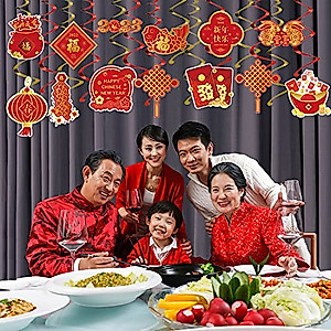 48 PCS Chinese New Year Decorations Hanging Swirls - Chinese New Year Party Hanging Decor - 2023 Festival of Rabbit Year Spring Festivals Supplies, Chinese New Party Decorations