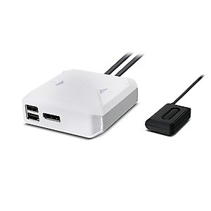 IOGEAR KVM Switch 2-Port 4K USB-C KVM Switch 1 Monitors 2 Computers with DisplayPort Out 4096x2160 60Hz Plug-n-Play USB Hub Attached USB-C Cables - 6ft Wired Remote Windows, Mac, and Linux - GCS72CC