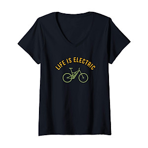 Womens Life is Electric E-Bike V-Neck T-Shirt