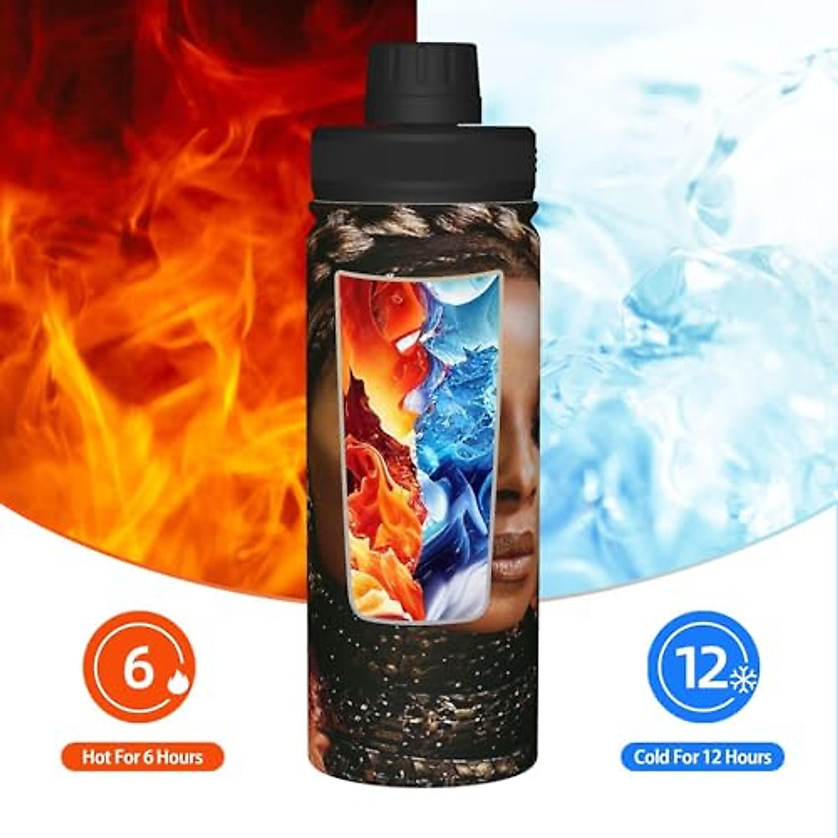 HIKTIEK Mary J Musics Blige Stainless Steel Insulated Tumbler Sports Water Bottle Hot and Cold Travel Cup 18oz