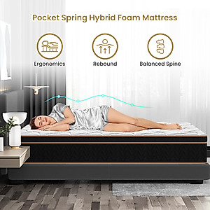 BedStory 14 Inch King Mattress Innerspring Hybrid Mattress with Gel Memory Foam Individual Wrapped Coils Spring Mattress Medium Firm for Pressure Relief CertiPUR-US Certified