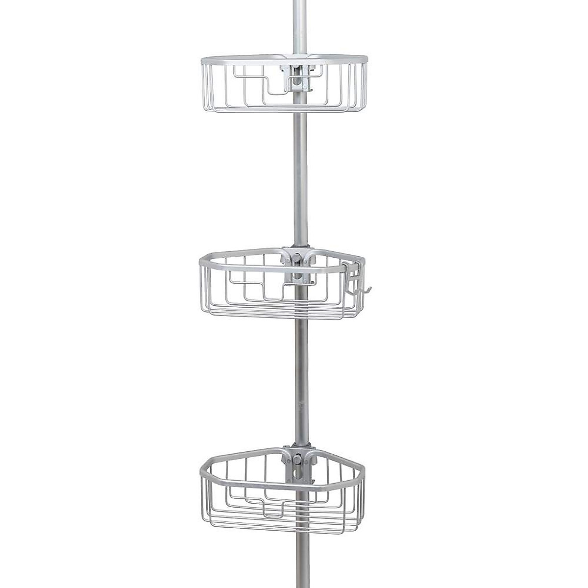 Zenna Home NeverRust Aluminum Tension Corner Shower Caddy in Satin Chrome