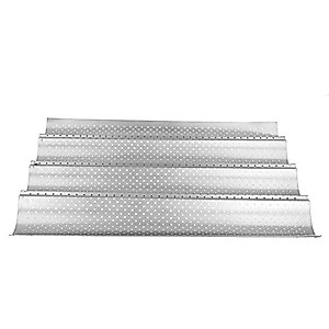 Psytfei Mold Baguette Mold Stainless Steel Silver NonStick MultiGrooves Waves French Bread Pan Baguette Baking Cooking Tray Mold Kitchen Tool(Four grooves)