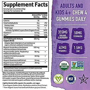 Garden of Life mykind Organics Elderberry Gummies for Adults & Kids - Immune Support Supplement with Organic Fruit, Herbal Blend, Elderberry, Echinacea, Zinc, Vitamin C, 120 Vegan Gluten Free Gummies