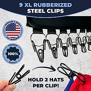 PackHatUSA The Original American Patented 18 Hat Organizer and Hat Rack for Your Closet - Transform Clothing Hangers into Hat Racks for Baseball Caps - Make Hat Storage Easy - Universal Fit Hat Holder