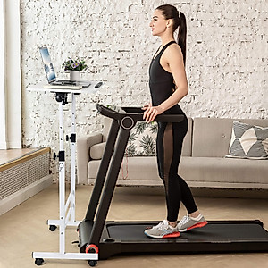 Small Standing Desk Adjustable Height,Rolling Computer Desk,Mobile Standing Desk with Wheels,Portable Stand Up Desk,Tall Computer Table,Adjustable Desktop Sit Stand Desk,Size 31.5x15.7 Inch White