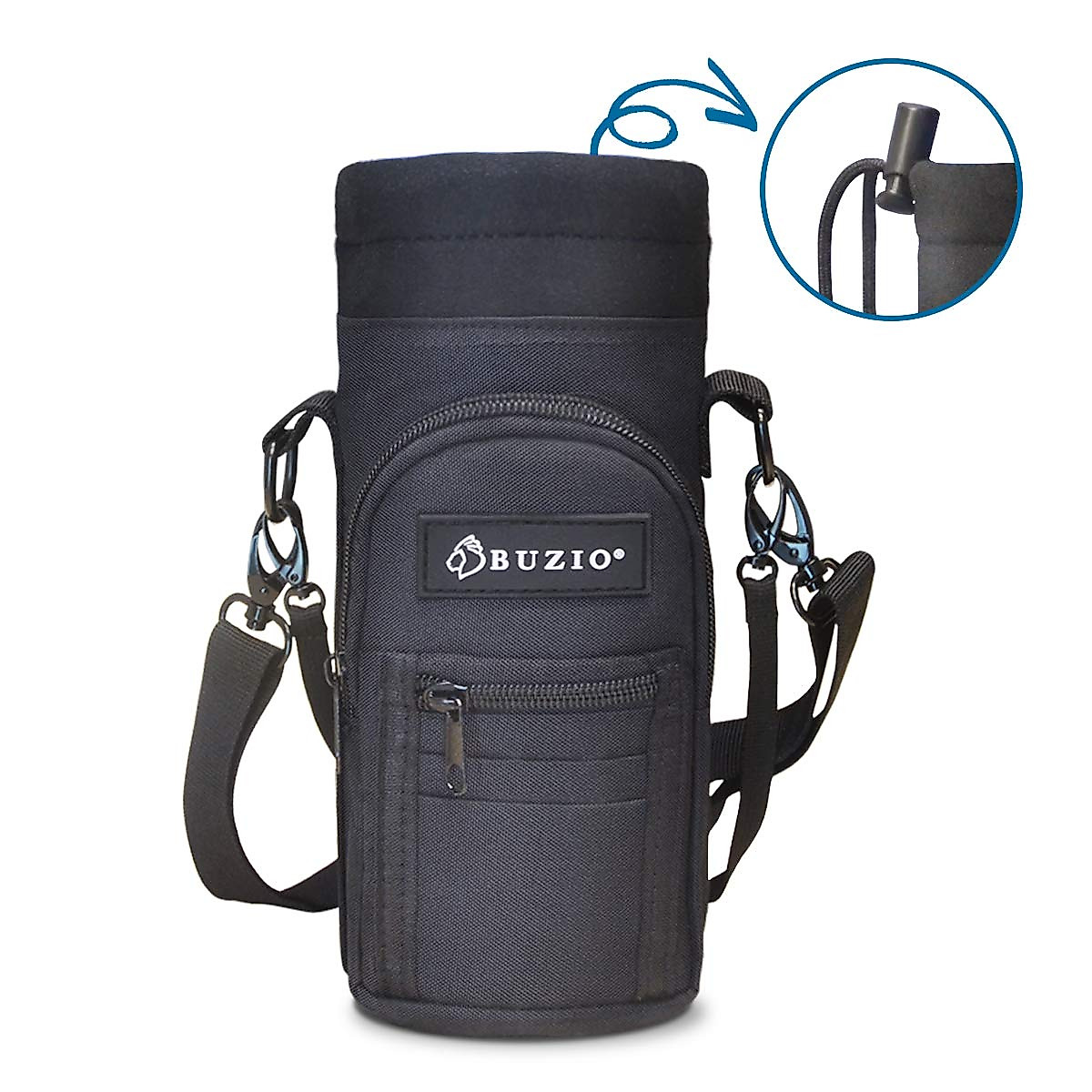 BUZIO Water Bottle Holder Carrying Pouch for 40 oz Bottles - Carry, Protect and Insulate Your Flask with This Military Grade Carrier an Adjustable Padded Shoulder Strap