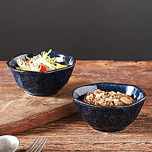 vicrays Ceramic Small Dessert Bowls Set - 10 oz, Set of 6, Microwave, Oven and Dishwasher Safe, for Rice, Ice Cream, Soup, Snacks, Cereal, Side Dishes, Kitchen Bowls Set (Starry Blue)