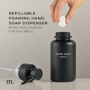 MaisoNovo Glass Foaming Hand Soap Dispenser 14 Oz | Black Foaming Soap Dispenser Black Pump x 1 w/Labels