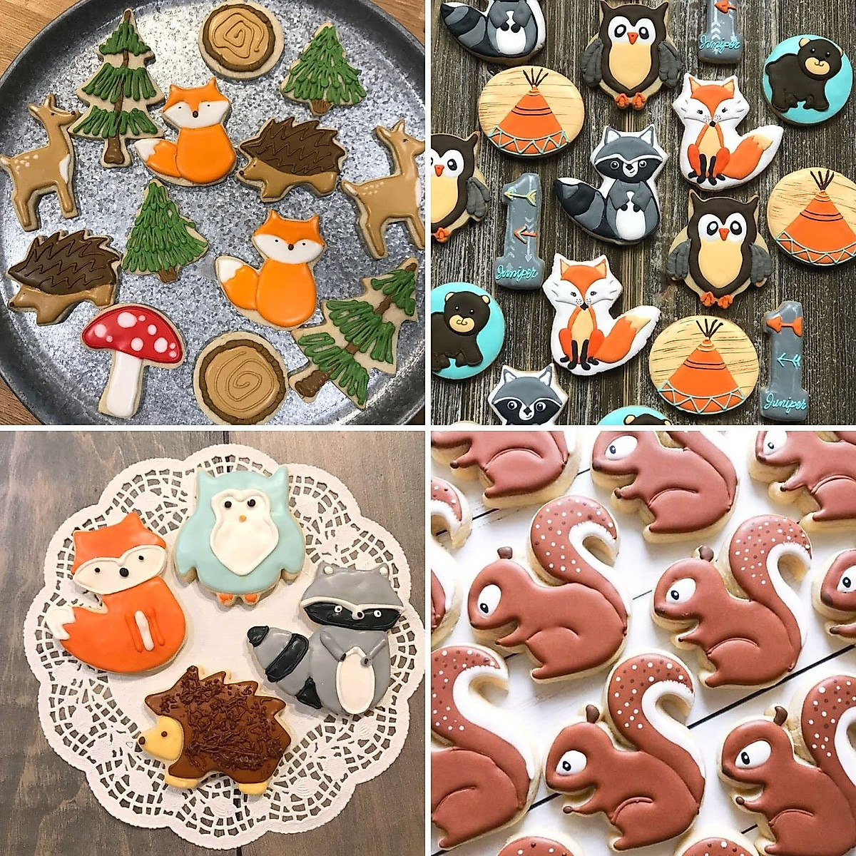 KAISHANE 5 Pieces Animals Cookie Cutters Shapes for Baking Fox,Owl,Rabbit,Squirrel and Hedgehog Shape Woodland Cookie Cutter Set for Baking