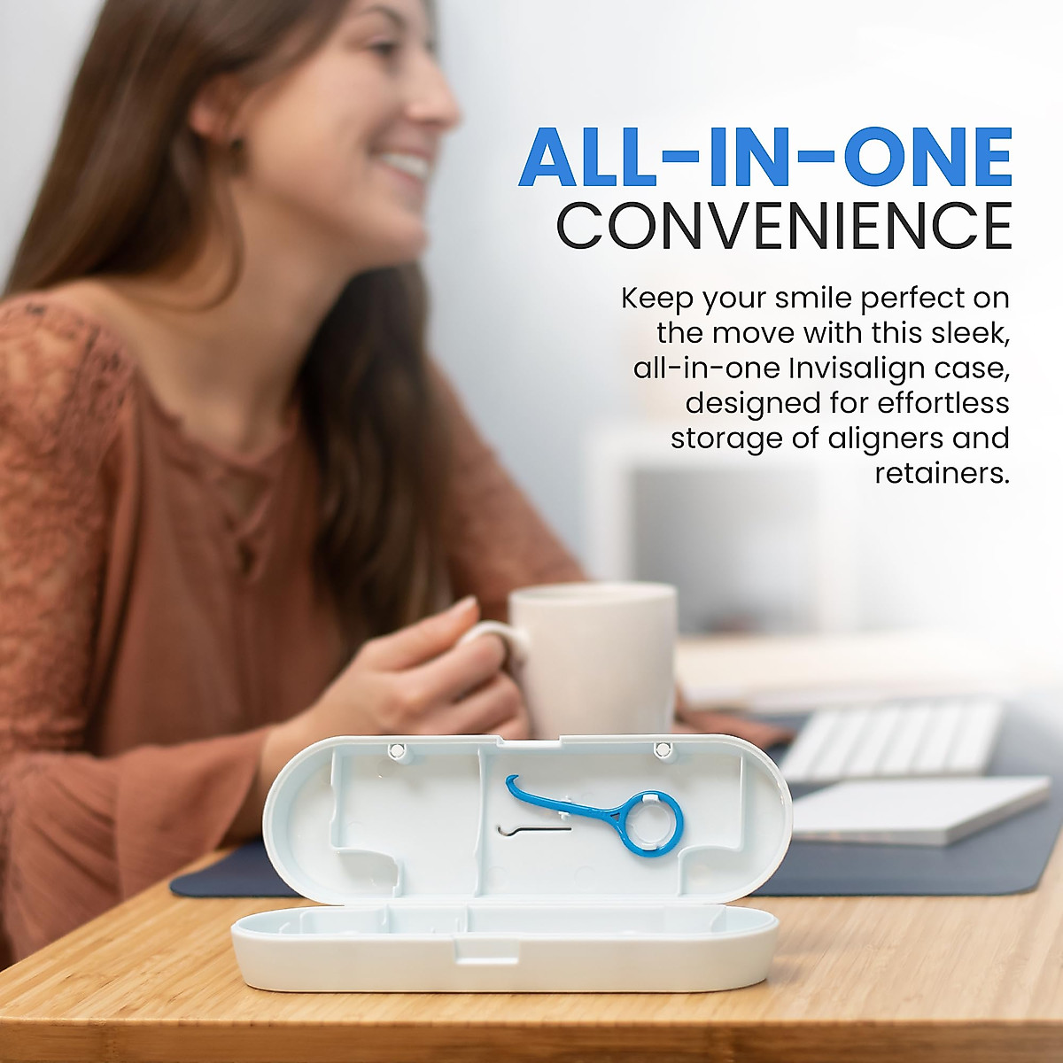 OrthoKey OrthoPod Dental Travel Case - Secure Storage for Aligners, Retainers, and Invisalign - Convenient Toothbrush and Toothpaste Holder - Clear Removable Grabber - Sterile Storage