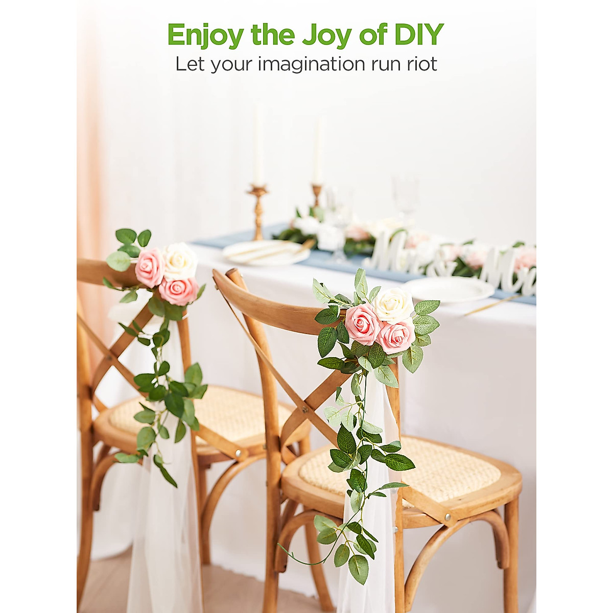 InnoGear Artificial Roses Flowers, 50 Pcs Blush Fake Roses for Decoration DIY Wedding Bouquets Centerpieces Bridal Shower Party Valentine's Day Christmas Xmas