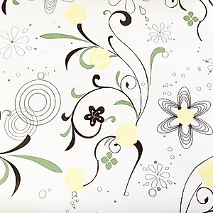 Yifely Yellow Blooms Furniture Paper Decorative Shelf Drawer Liner Self-Adhesive Storage Locker Decor 17.7 Inch by 9.8 Feet