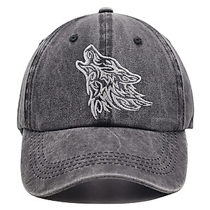 Funny Baseball Cap for Men Women, Animal Wolf Hat, Birthday Gifts for Wolf Lovers, Tribal Wolves Howling 3D Embroidered Adjustable Ball Cap