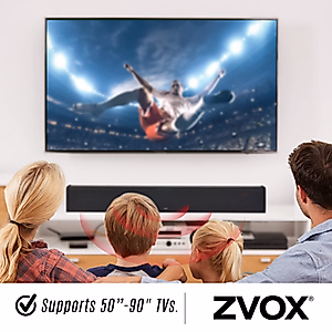 ZVOX SB500 Soundbar for TV, Home Speaker Bar Works with 50" to 90" TVs, Soundbar with Subwoofer Built-in, 6 Modes AccuVoice Dialogue Boost, Multi-Zone Audio and Hearing Technology