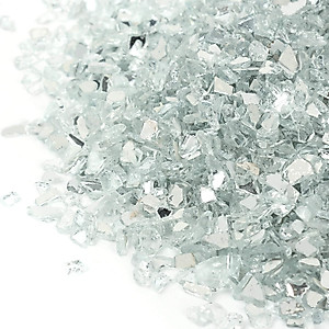 Alan Stone High Luster Reflective Fire Glass Gravel,Fire Gems,Fire Drops,Fire Glass Pebbles Stones Beads Chips for Fire Pit Fish Tank Aquarium Garden,3-6mm 305g/0.67lb (Mirror)