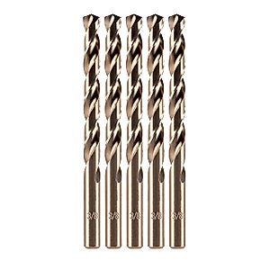 amoolo 3/8" Cobalt Drill Bit(5Pcs), M35 HSS Metal Drill Bit Set for Hard Metal, Stainless Steel, Cast Iron